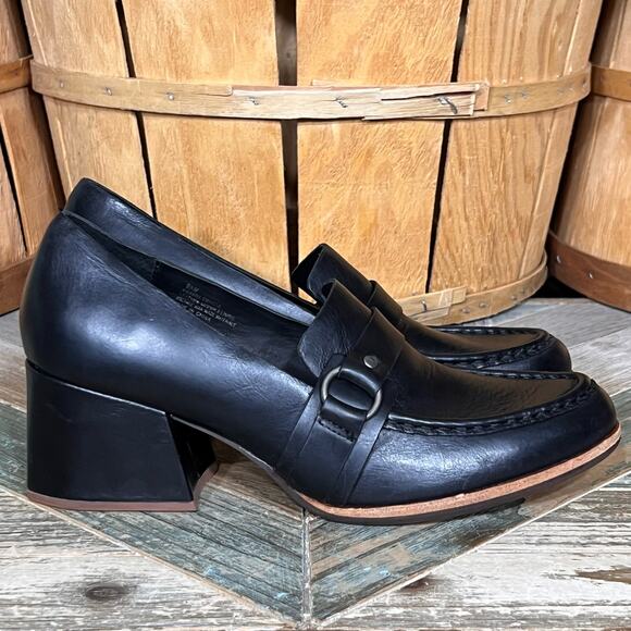 Kork-Ease | Shoes | Korkease Aki Black Leather Chunky Block Heel Slipon ...